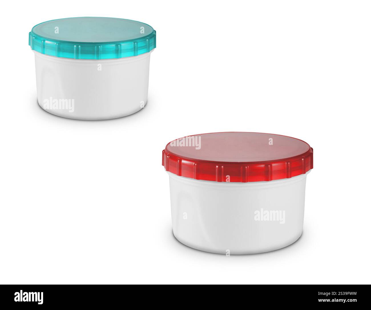 round plastic container on white background. round plastic container ...