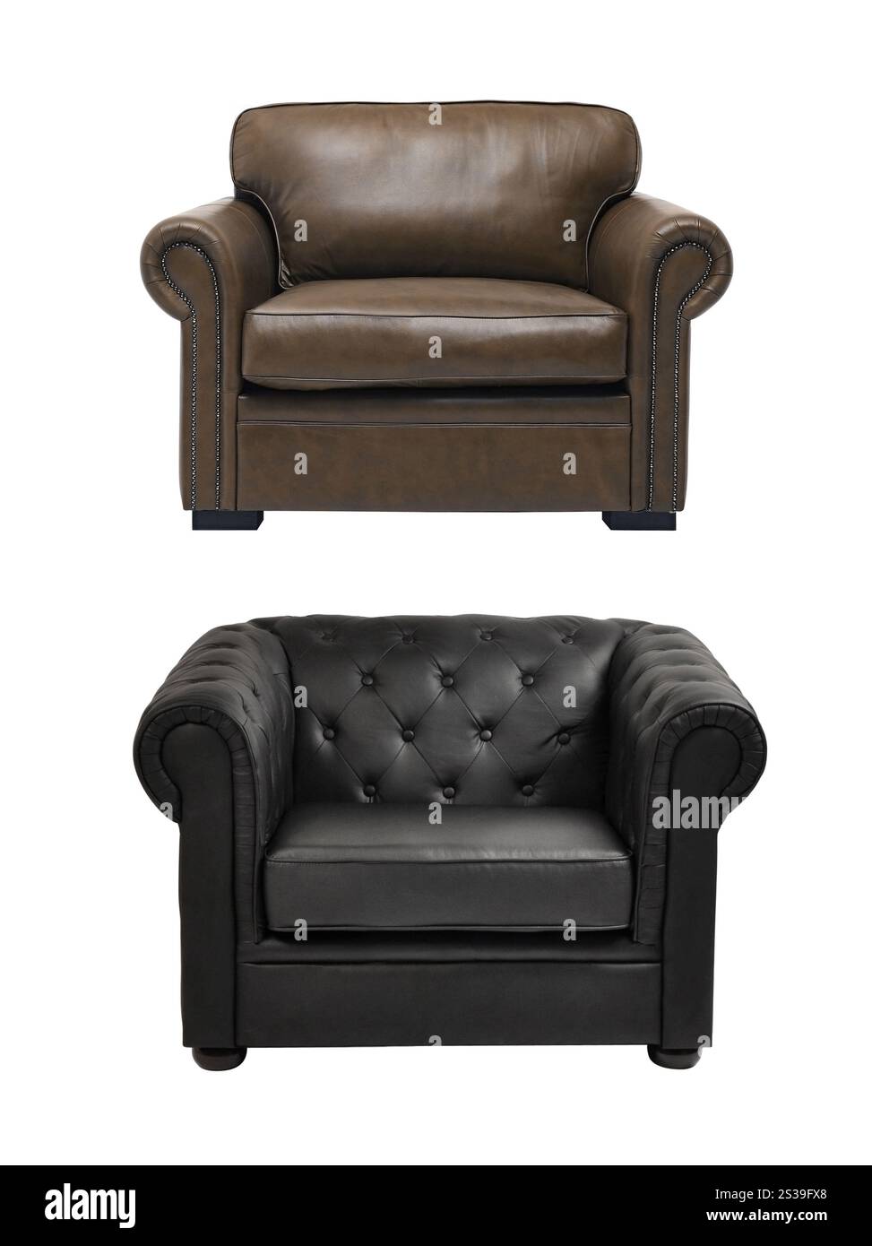 two nice leather arm chairs isolated on white background. two nice ...
