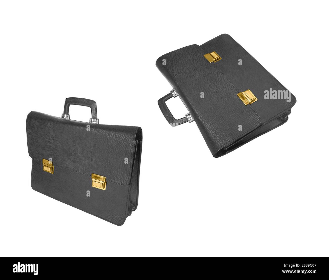 Black business briefcases isolated on white background. Black business ...