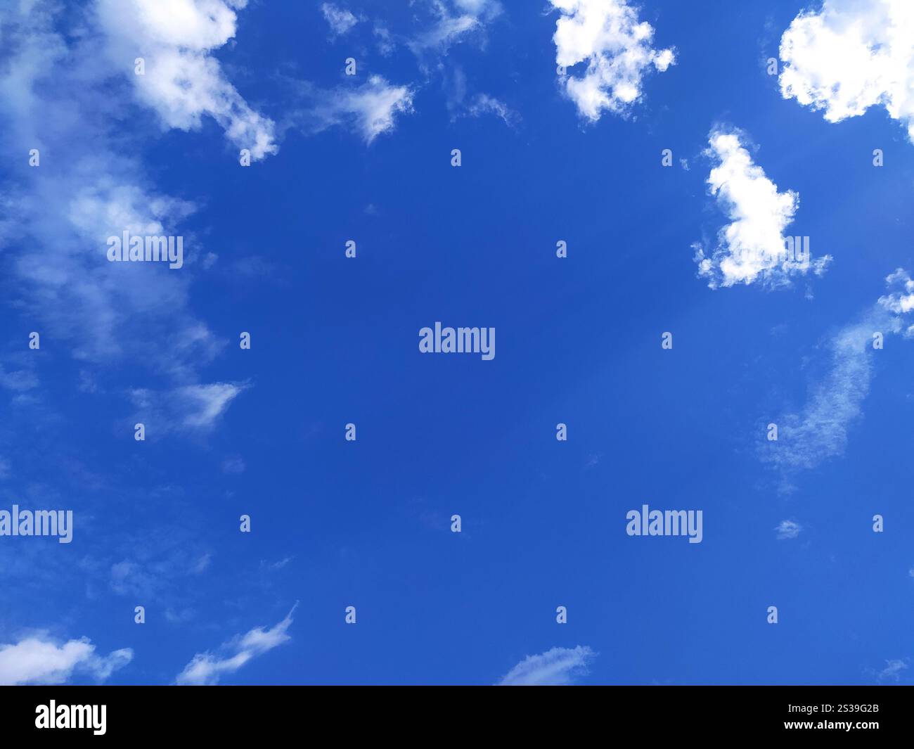 Clear blue sky texture and white fluffy cloud nature background. The ...