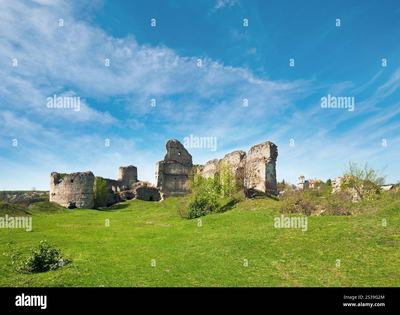 Spring view of Castle ruins (Sydoriv village, Ternopil region, Ukraine ...