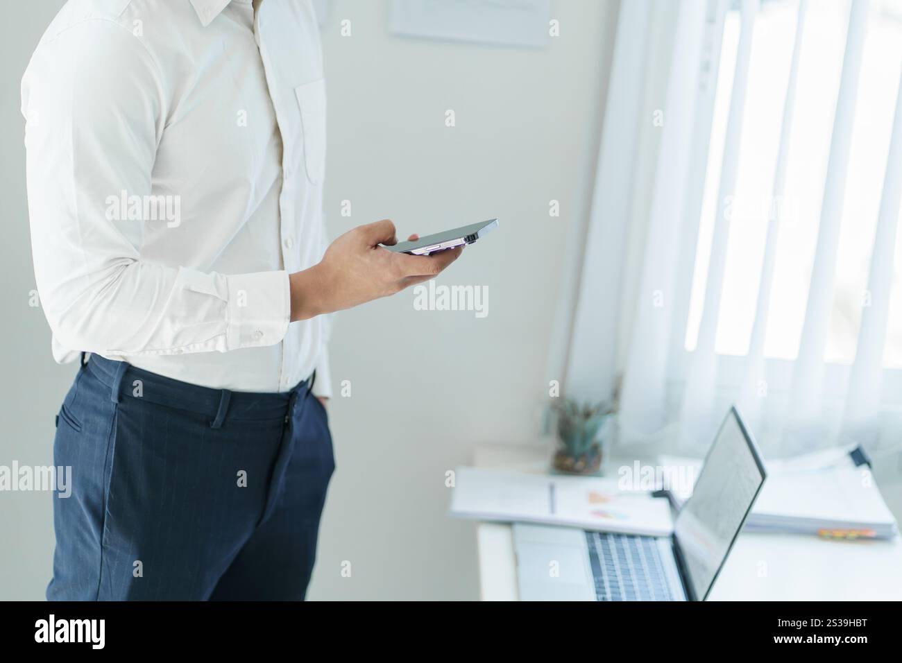 Asian Business man working with laptop. Young business man thinking ...