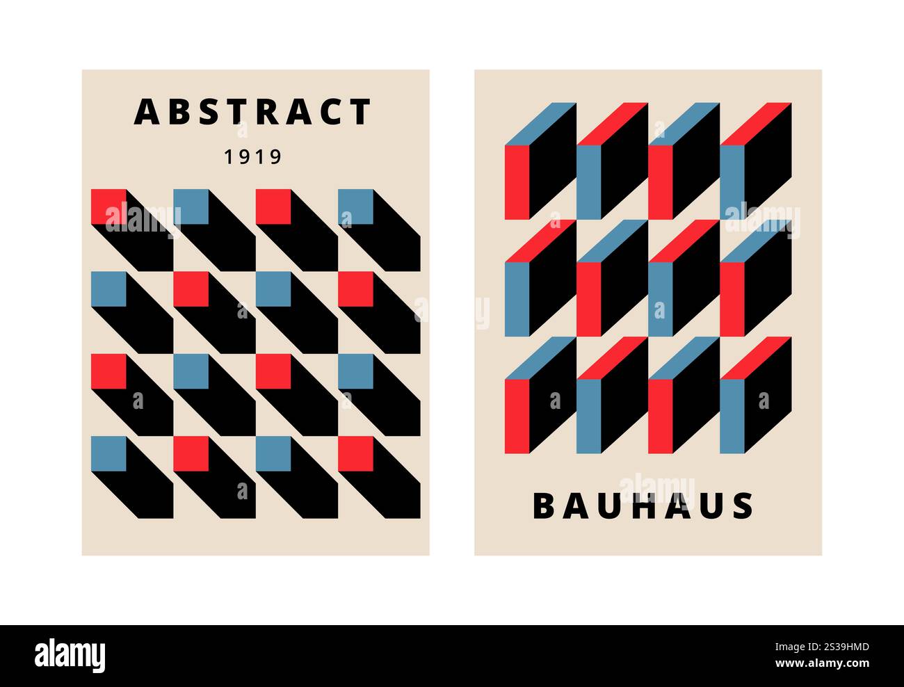 Bauhaus geometric poster set. Retro art cover square and round simple ...