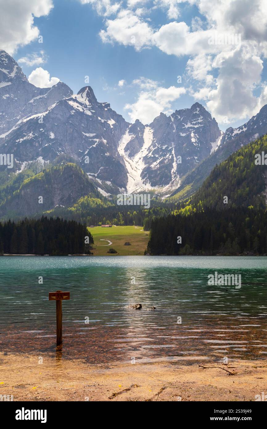 View of the superior Fusine Lakes Natural Park, Tarvisio, Udine ...