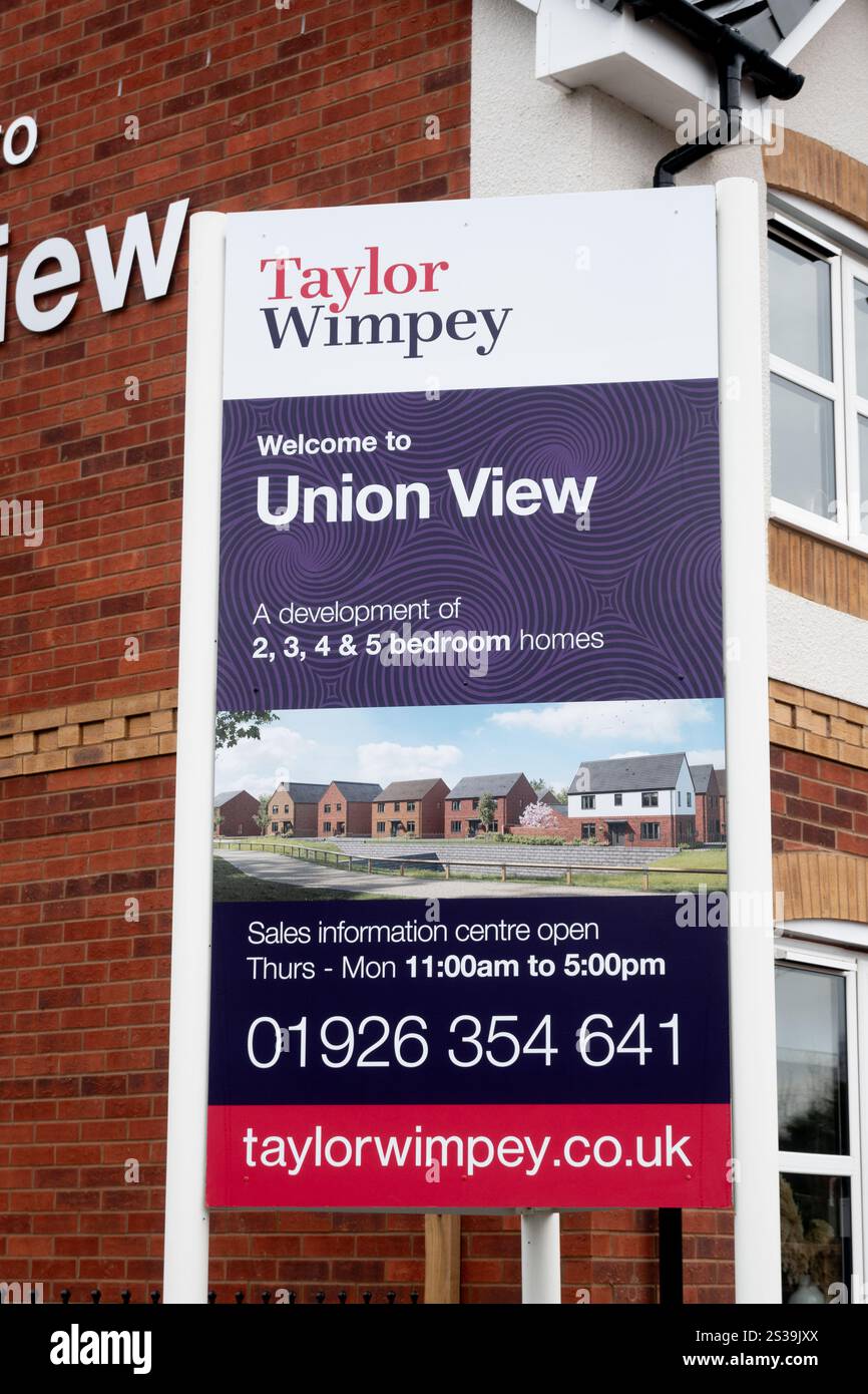 Taylor Wimpey new houses sign, Union View, Hatton, Warwickshire, UK ...