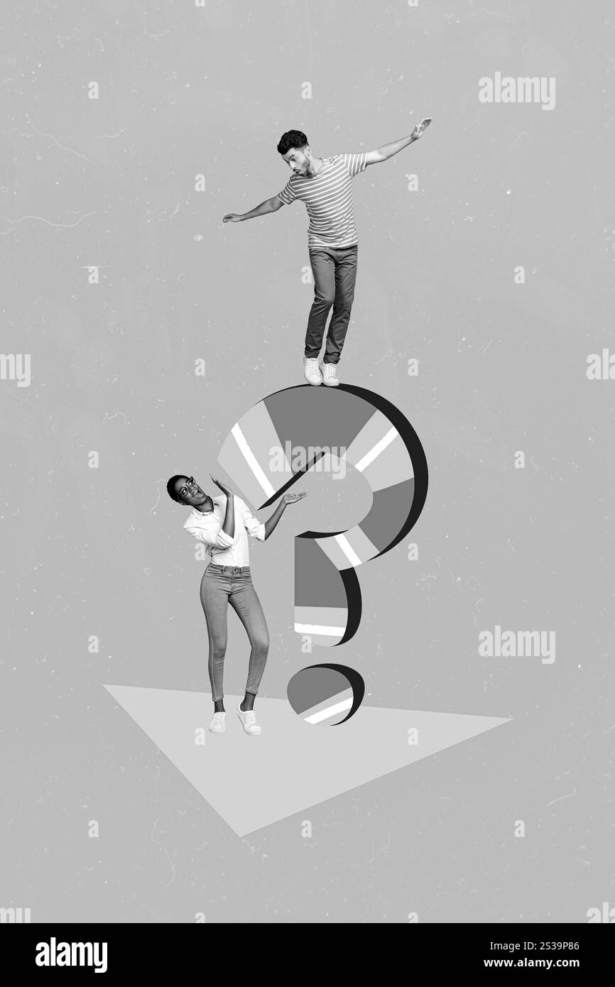 Creative 3d photo collage artwork graphics painting of questioned guy ...