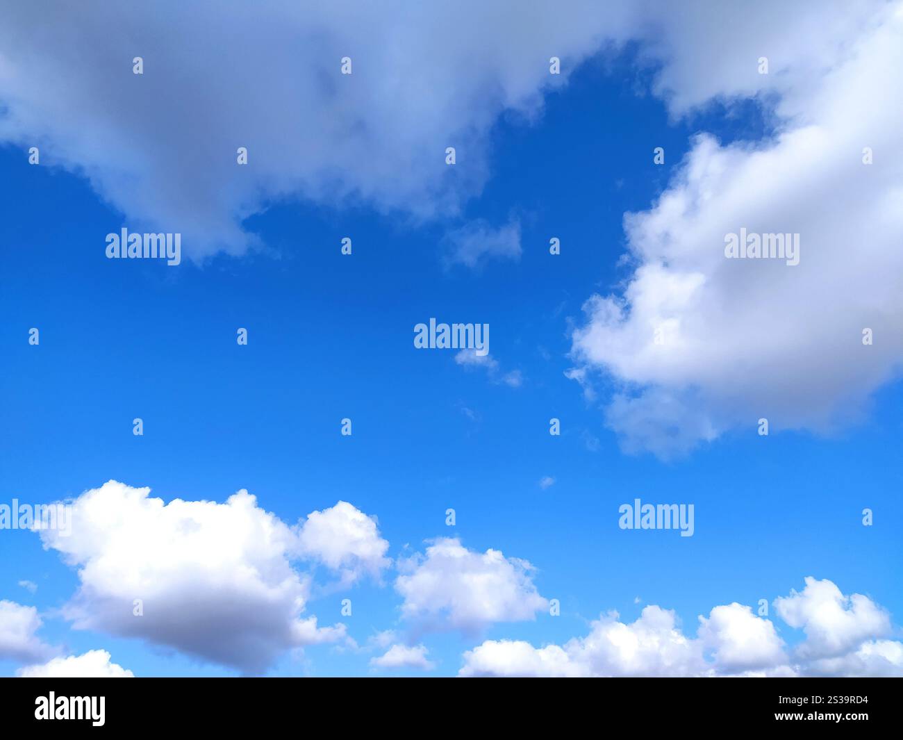 Clear blue sky texture and white fluffy cloud nature background. The ...
