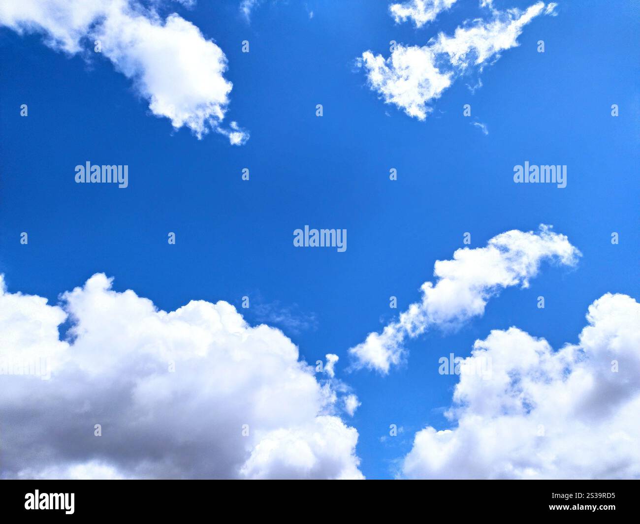 Clear blue sky texture and white fluffy cloud nature background. The ...