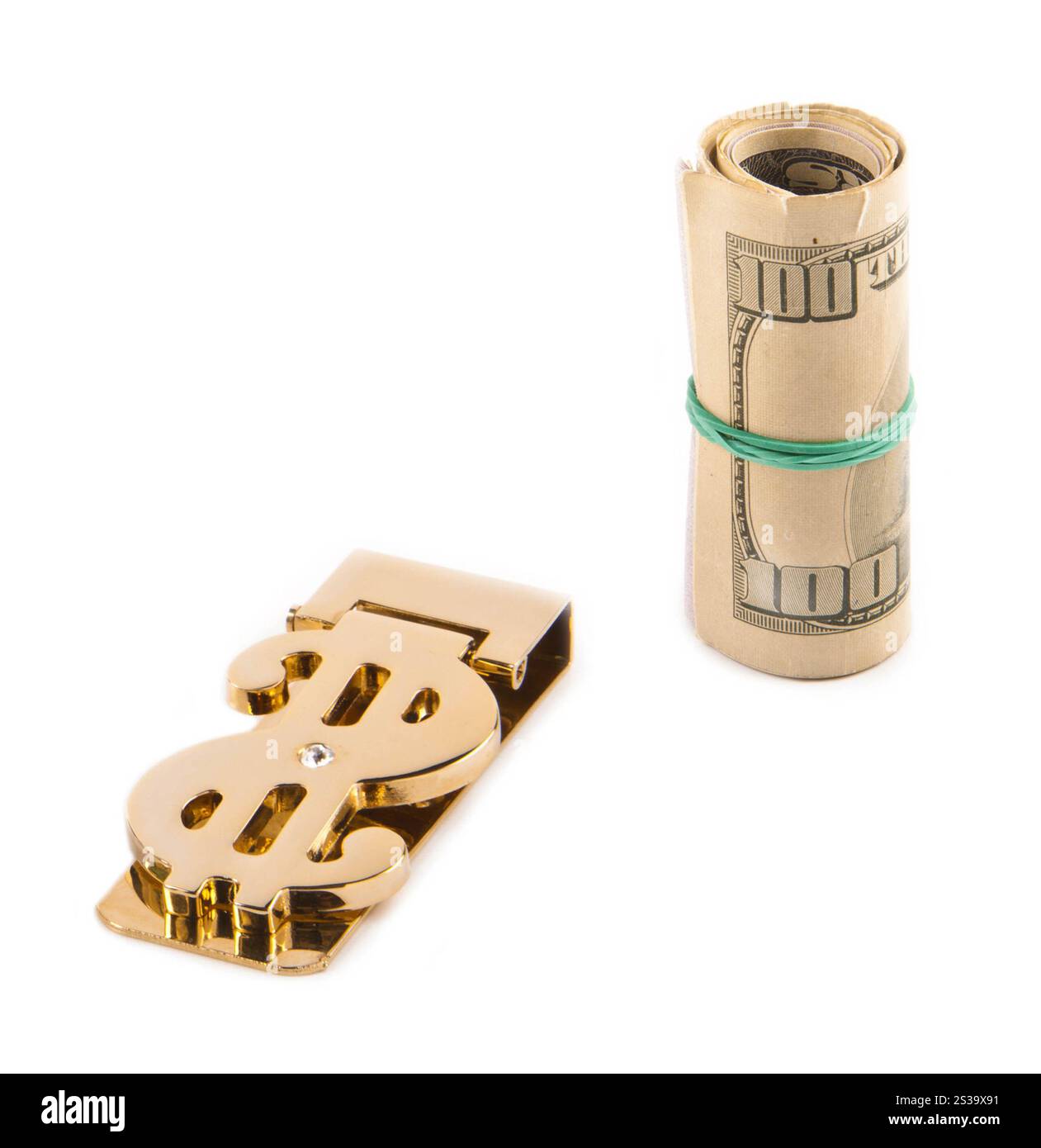 Rolled up paper dollar isolated on white background. Rolled up paper ...