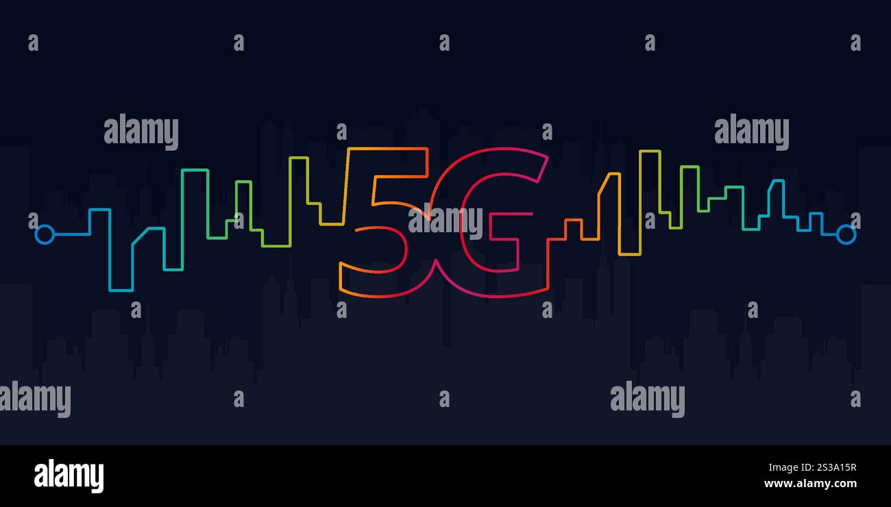 5G network wireless connection. Internet Wi-fi signal speed, connection ...