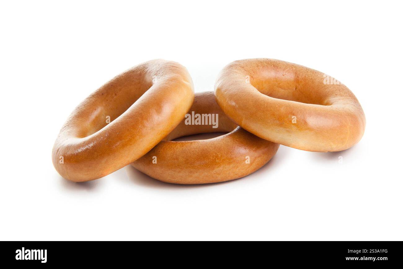 three bagels composition isolated on white background. three bagels ...