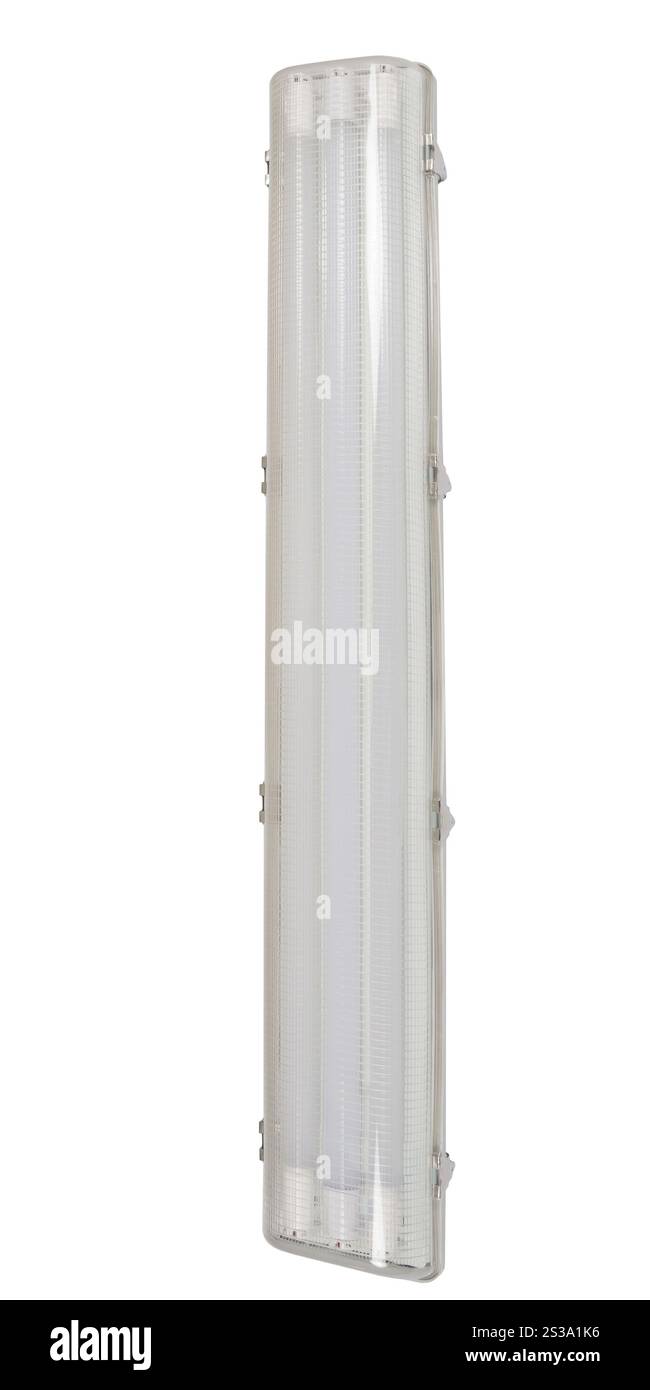 Fluorescent lamp with batten fitting isolated on white background ...