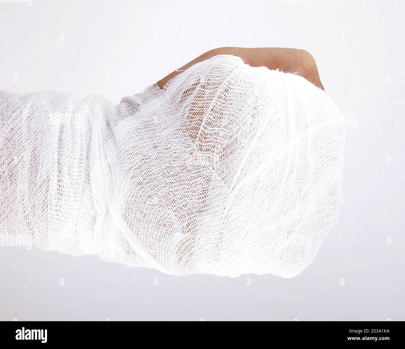 mens bandaged hand isolated on white background. mens bandaged hand ...