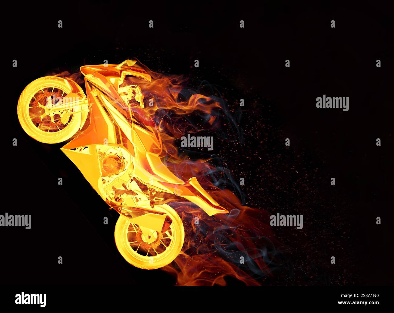 bike in fire on black background. bike in fire Stock Photo - Alamy