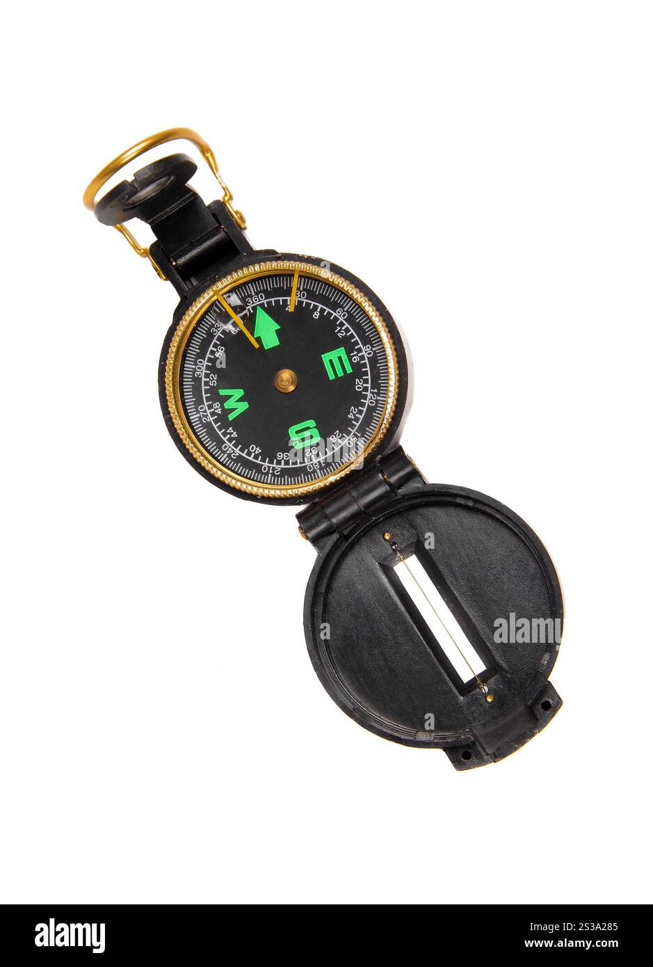 Binoculars compass on map compass Cut Out Stock Images & Pictures - Alamy
