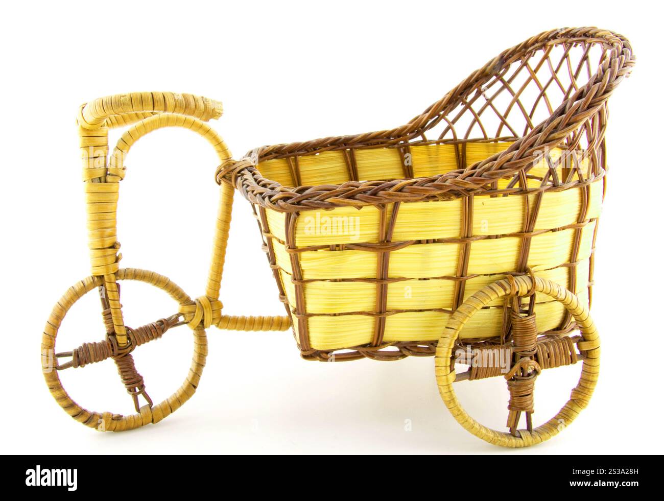 Empty wooden wheelbarrow isolated on white background. Empty wooden ...