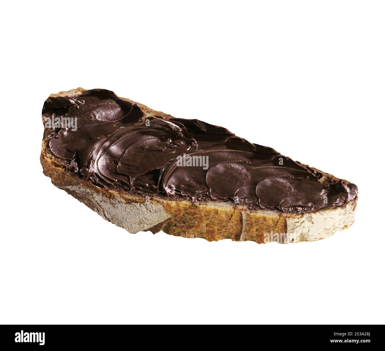 slice of bread with choco paste isolated on white background. slice of ...