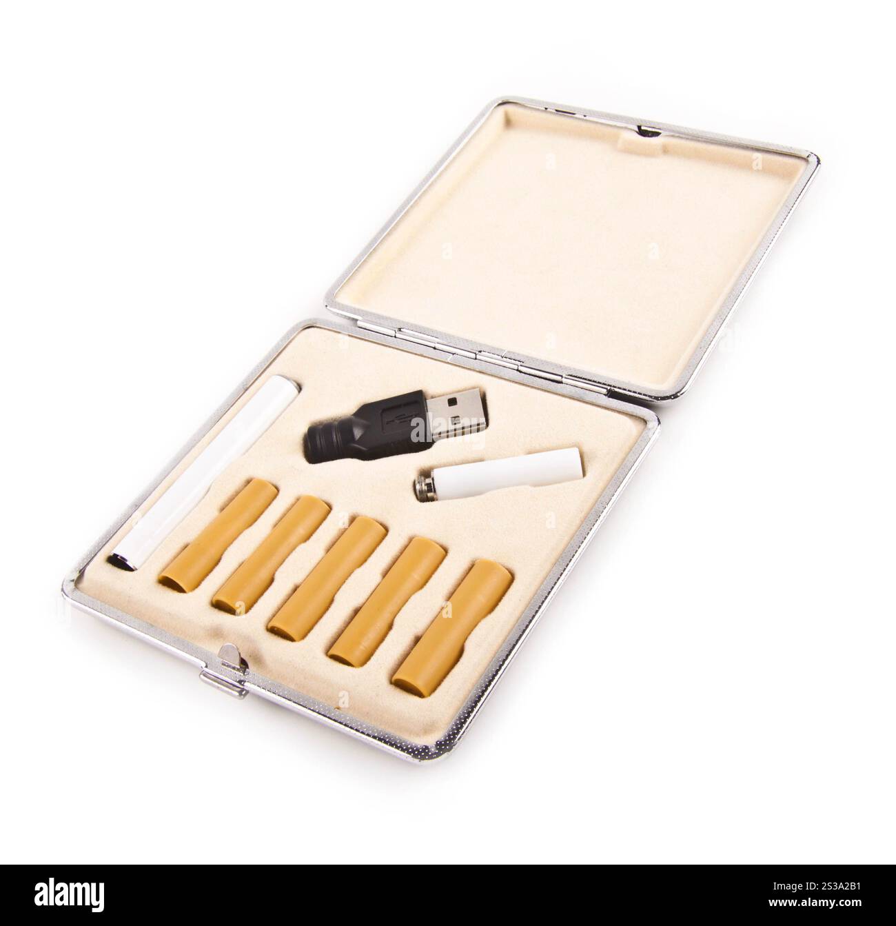 electric cigarette in box isolated on white background. electric ...
