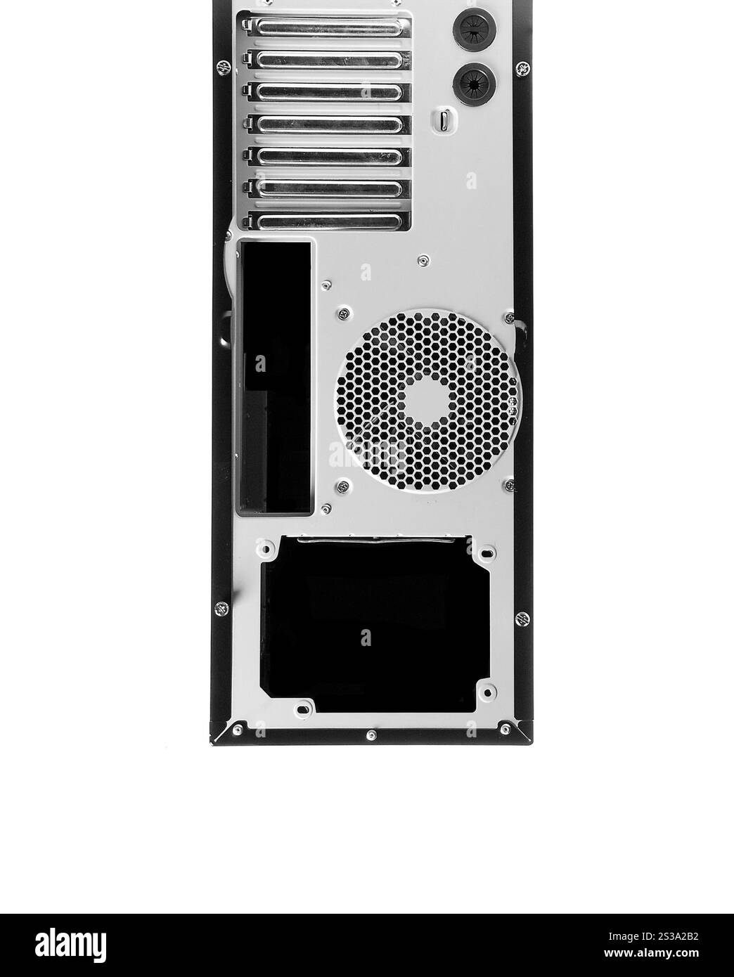 gray computer case, photo on the white background. gray computer case ...