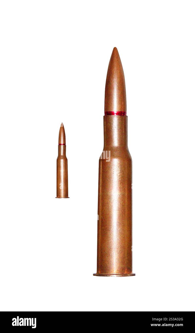 Two rifle bullets over white background. Two rifle bullets Stock Photo ...