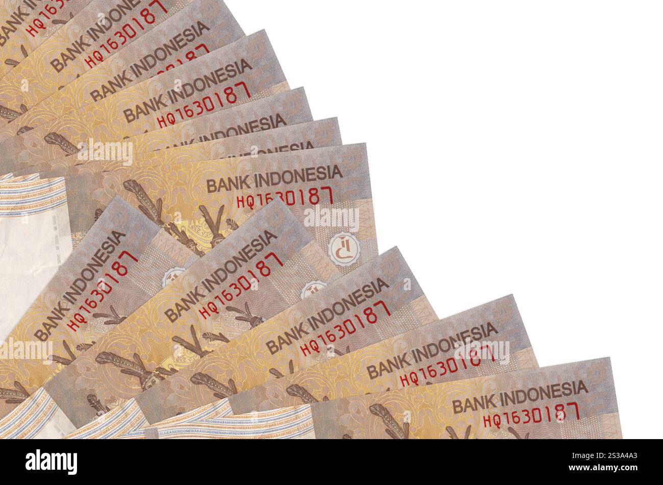 2000 Indonesian rupiah bills lies isolated on white background with ...