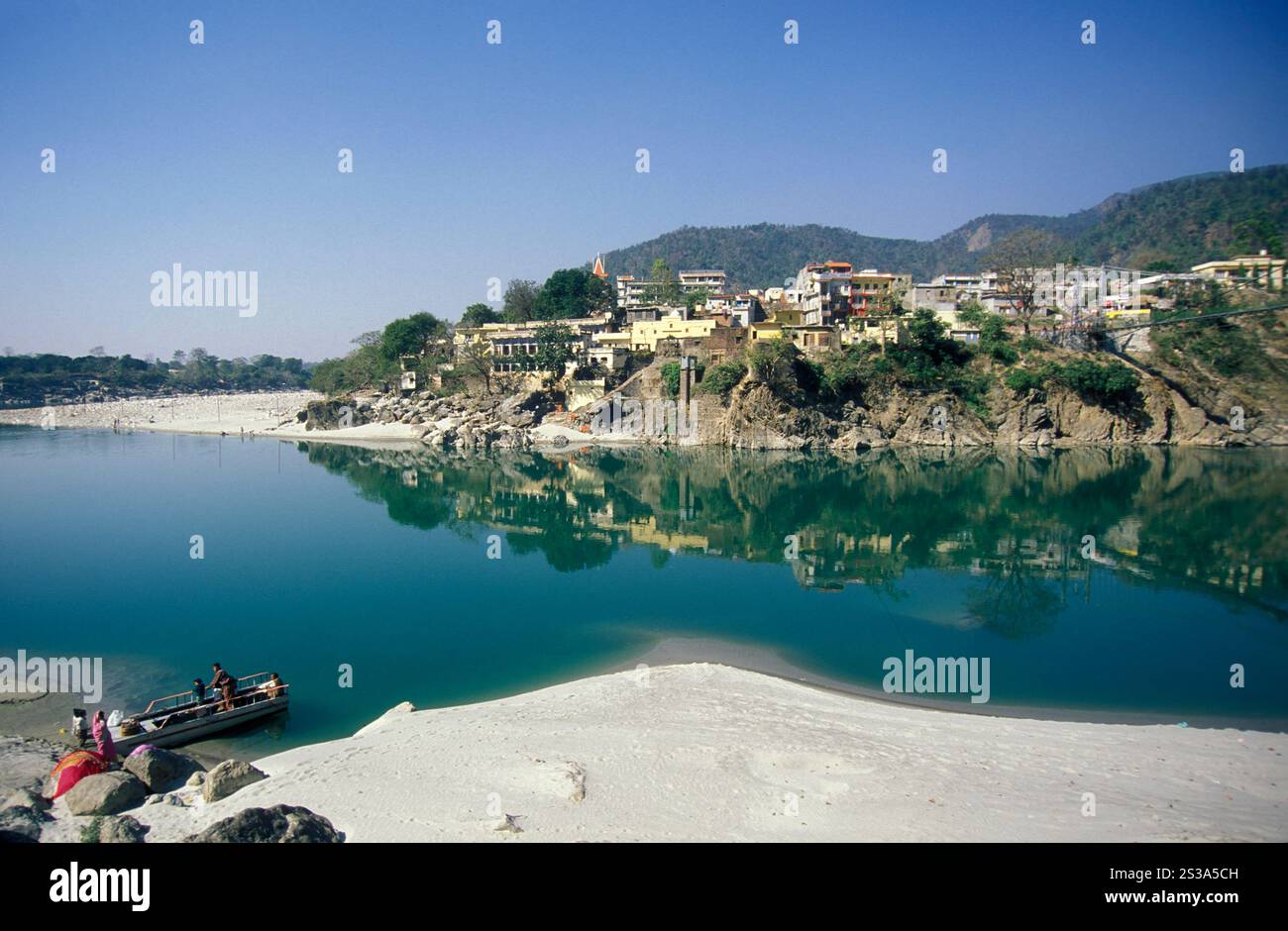 the Holy Ganges River with the city of Rishikesh in the Province ...