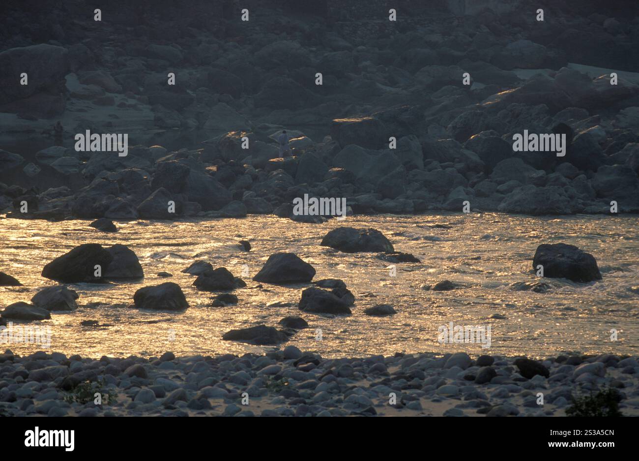 the Holy Ganges River in the city of Rishikesh in the Province ...