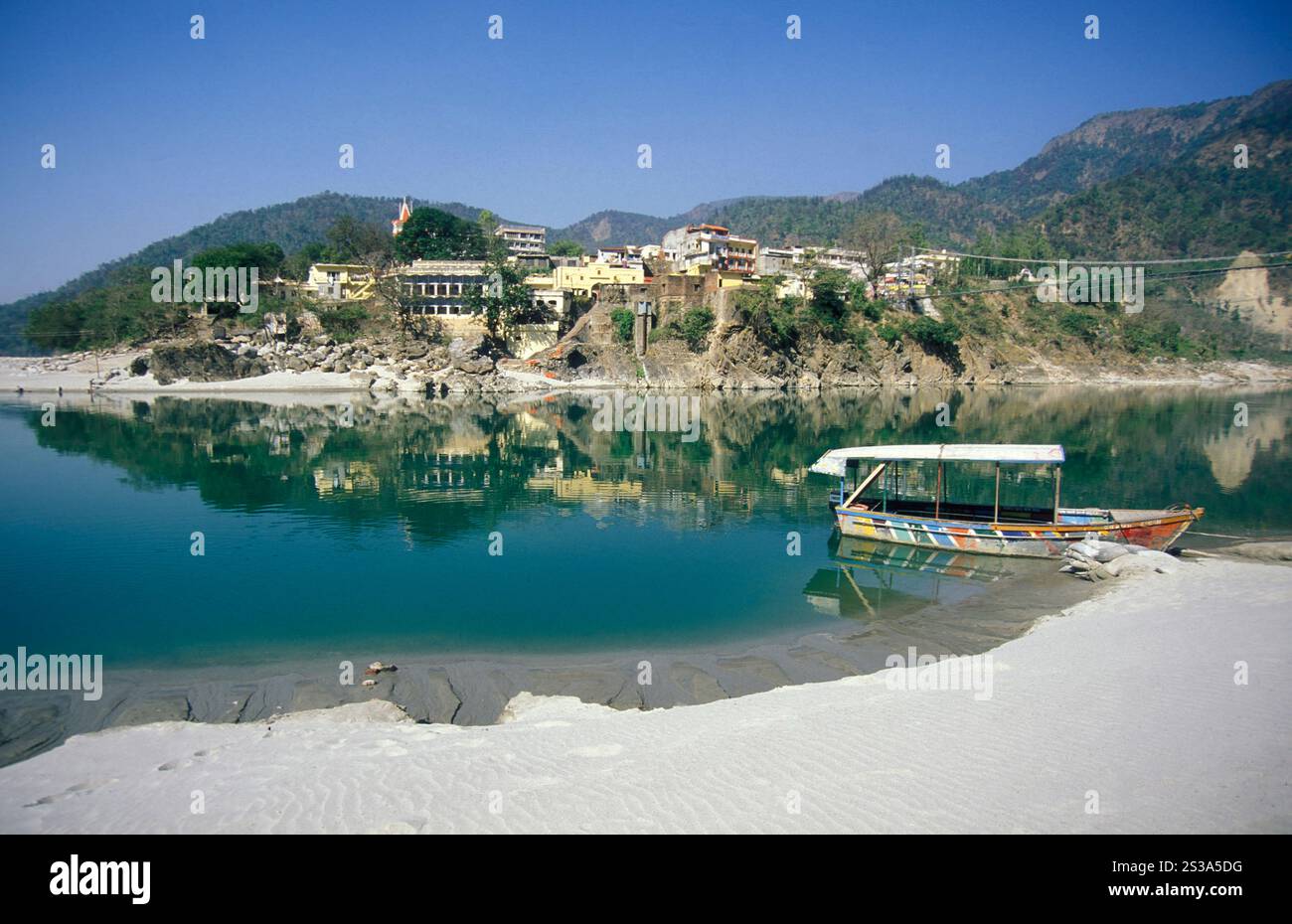 the Holy Ganges River with the city of Rishikesh in the Province ...