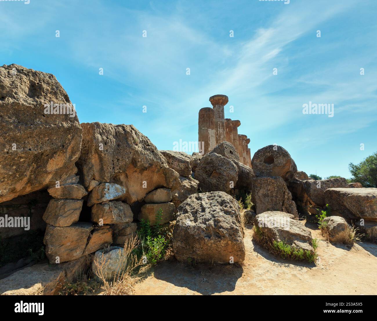 Ruined Temple of Heracles columns in famous ancient Valley of Temples ...