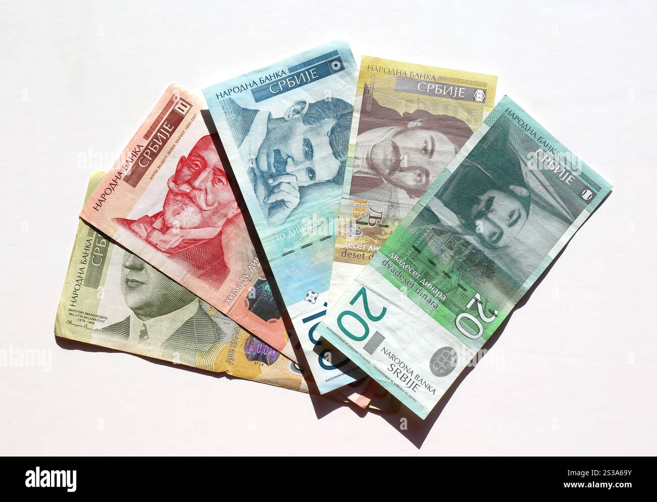 Colorful Serbian Dinar Banknotes with White Background Stock Photo - Alamy