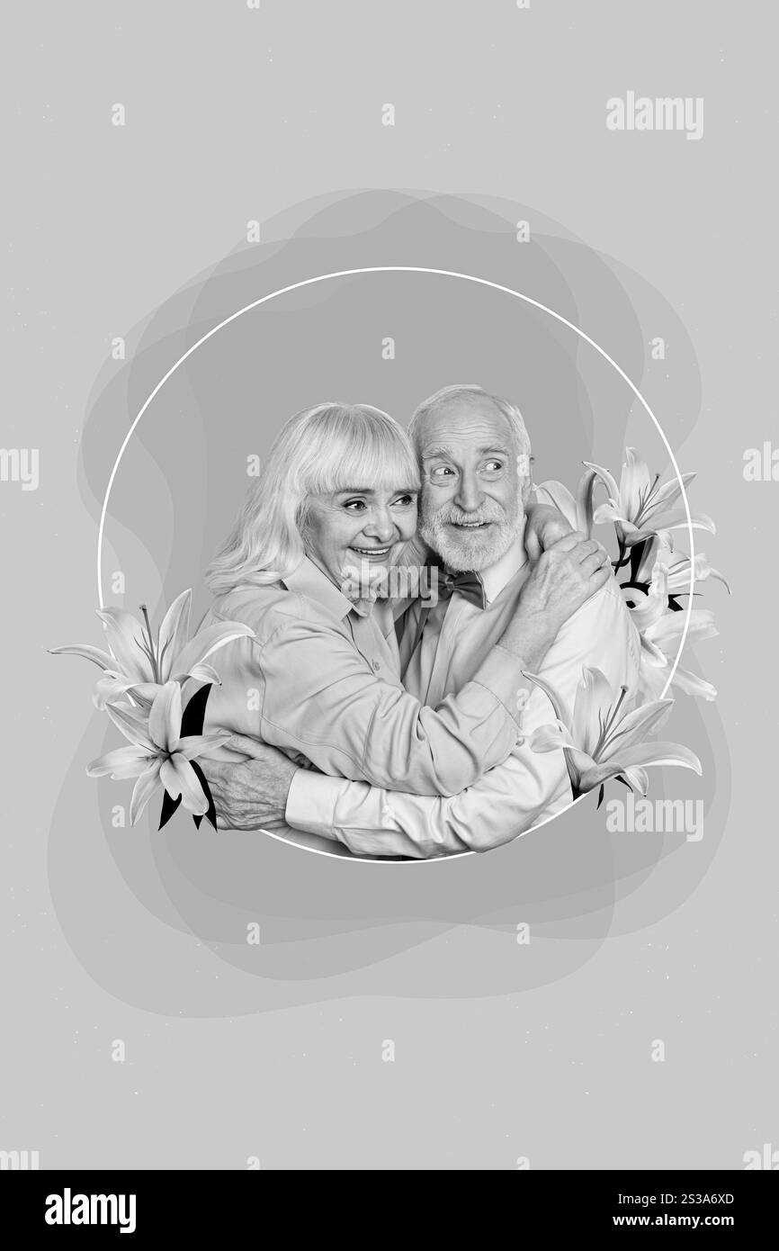 Creative photo 3d collage artwork poster postcard of cute couple ...