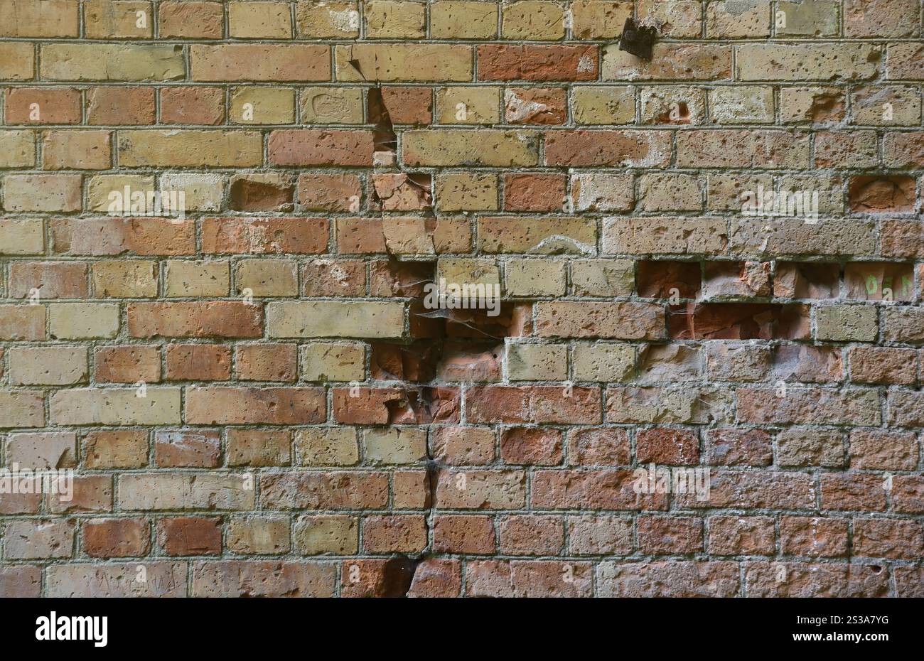 Very old brick stone wall of castle or fortress of 18th century. Full ...
