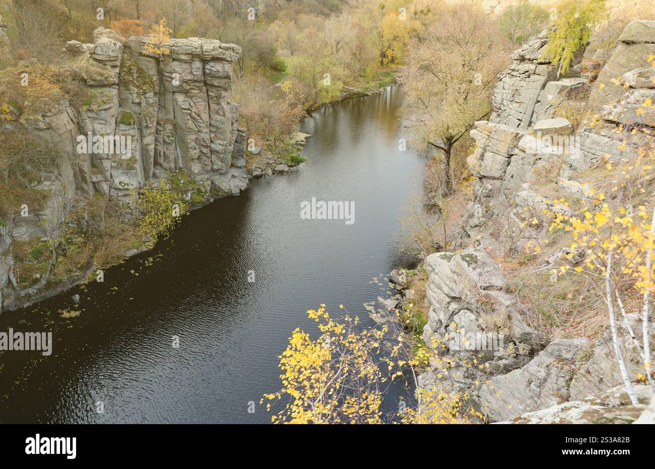 Granite rocks of Bukski Canyon with the Girskyi Tikych River ...