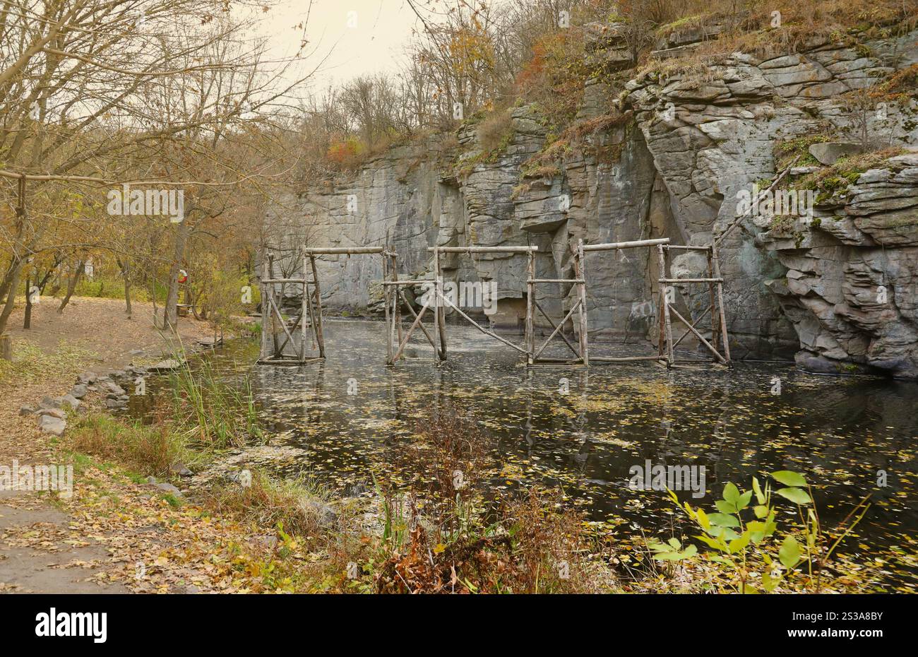 Granite rocks of Bukski Canyon with the Girskyi Tikych River ...