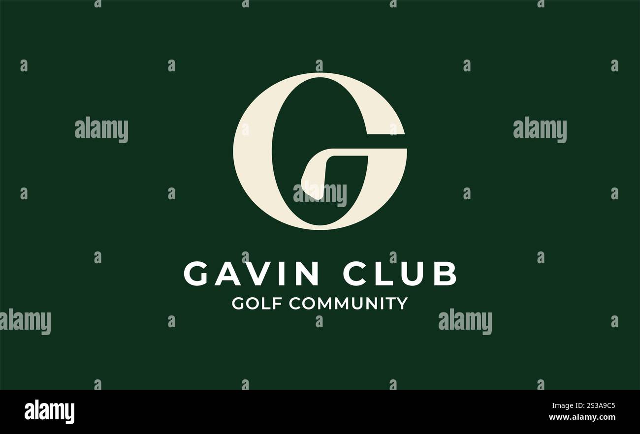 Monogram logo design initial G and Golf. Golf ball, golf stick and ...