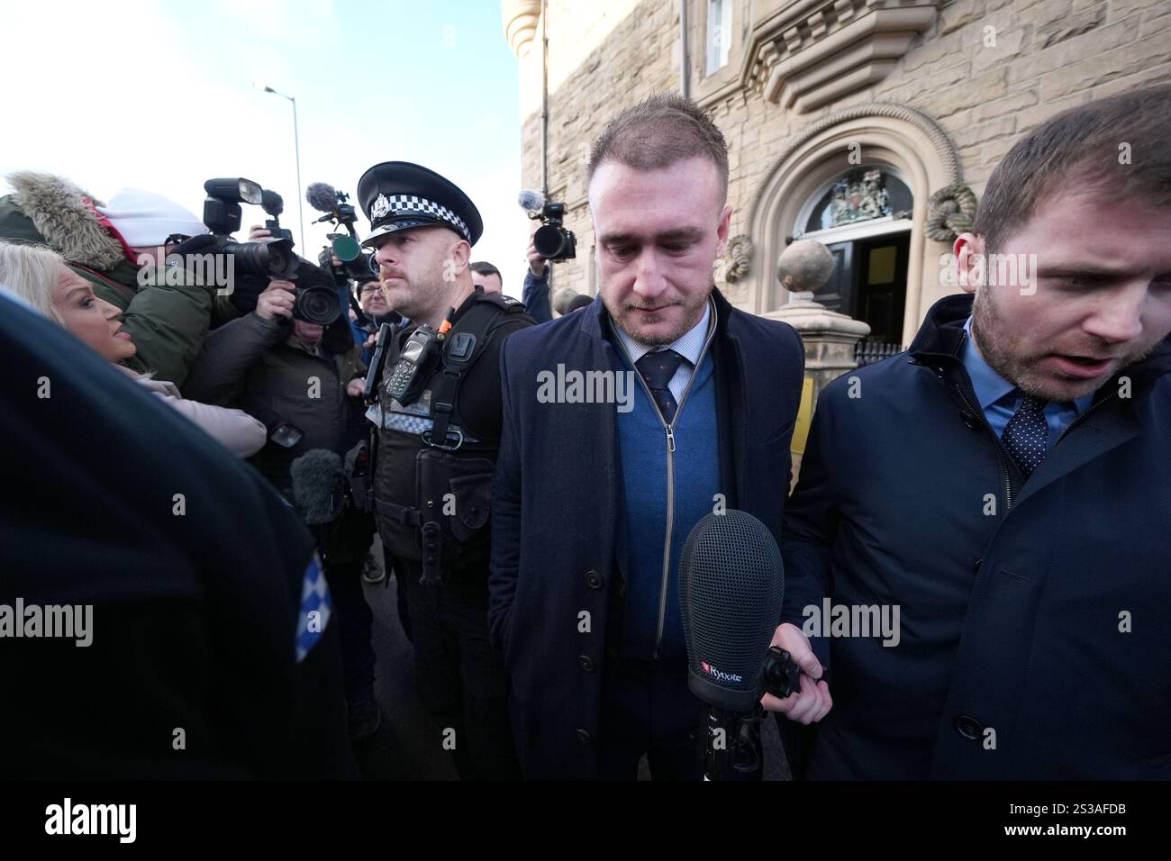 Former Scotland rugby captain Stuart Hogg leaves Selkirk Sheriff Court ...