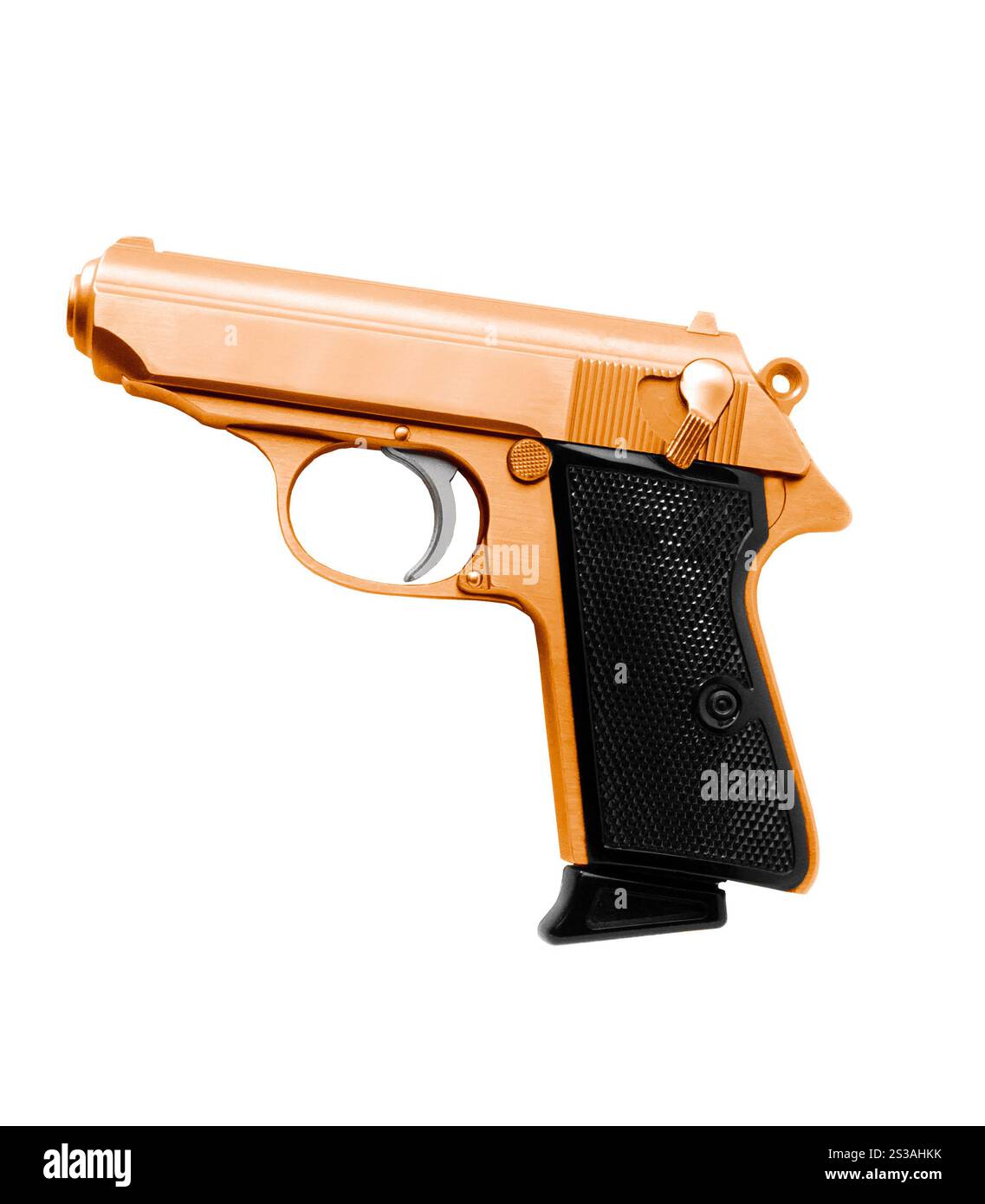 Golden revolver gun isolated on white. Golden revolver gun Stock Photo ...