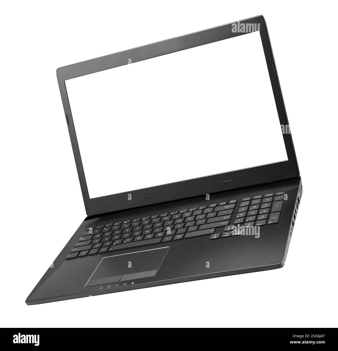 Laptop with blank white screen. Isolated on white background. Laptop ...