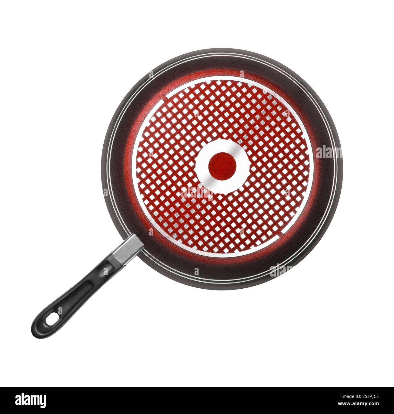 Large metal frying pan isolated on a white background. Large metal ...