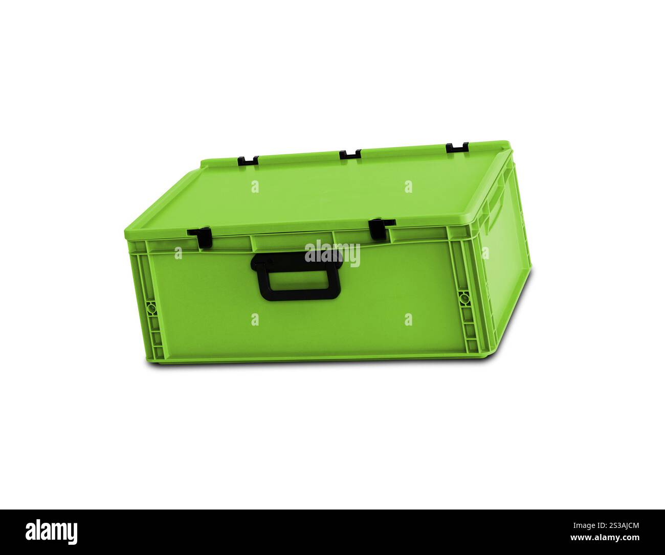 Green plastic box isolated on white background Stock Photo - Alamy