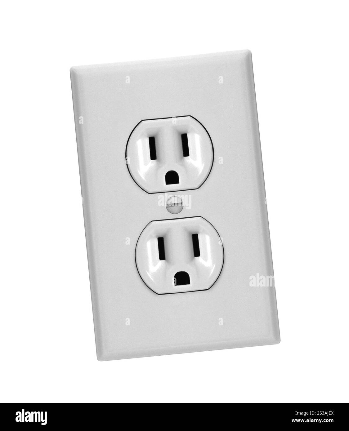 white electric wall outlet receptacle isolated on white background ...