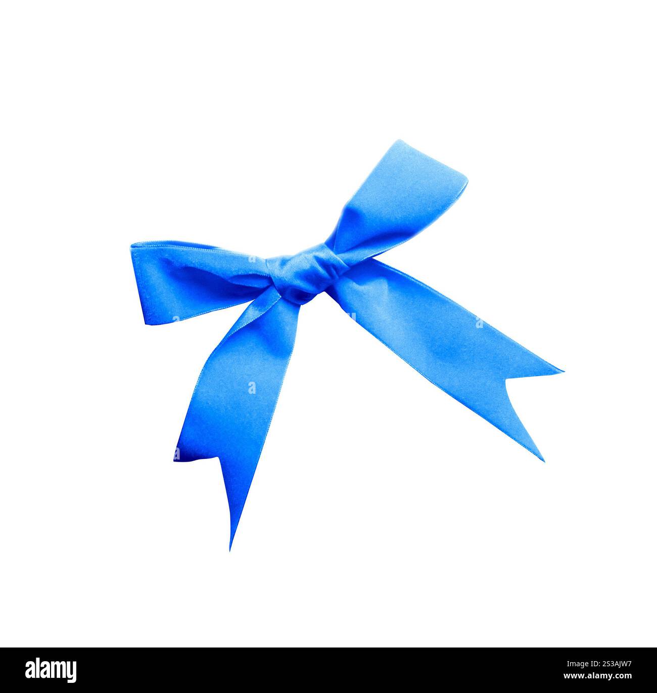 single satin blue bow isolated on white background. single satin blue ...