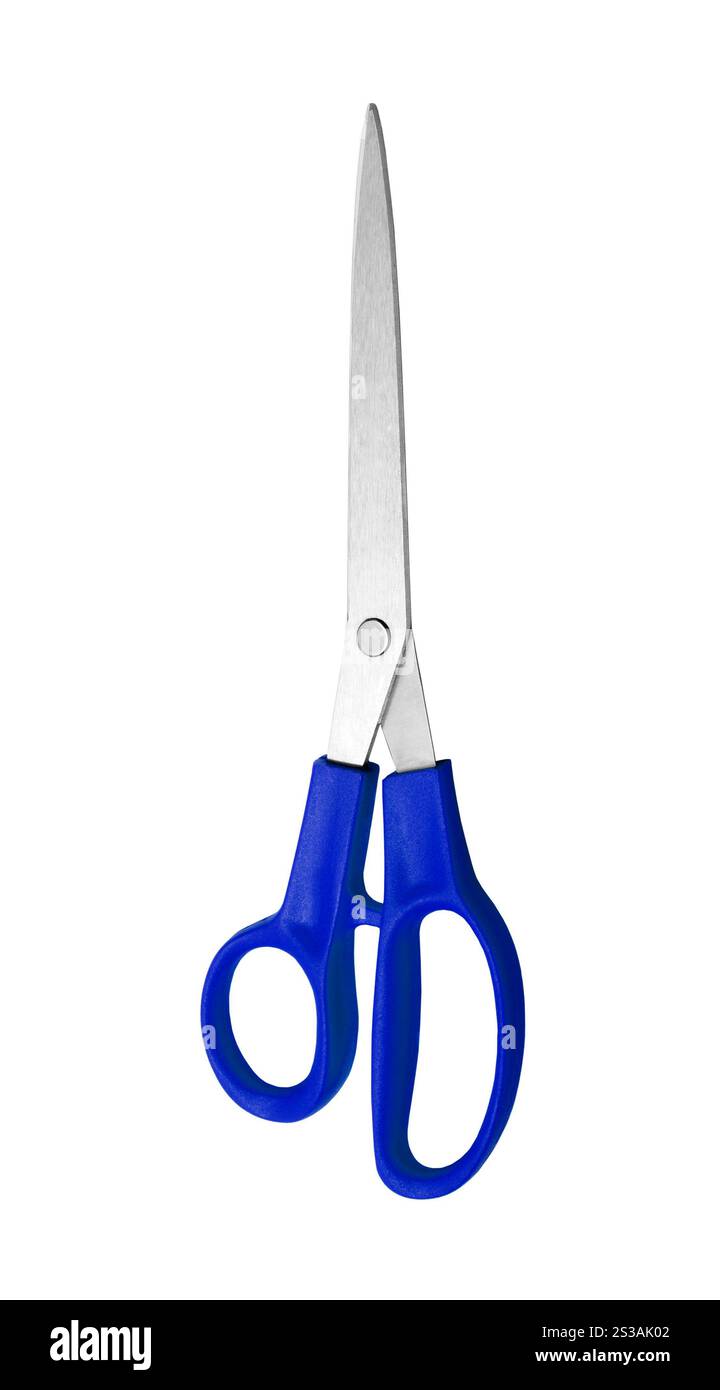 Blue scissors isolated on white background. Green scissors isolated on ...