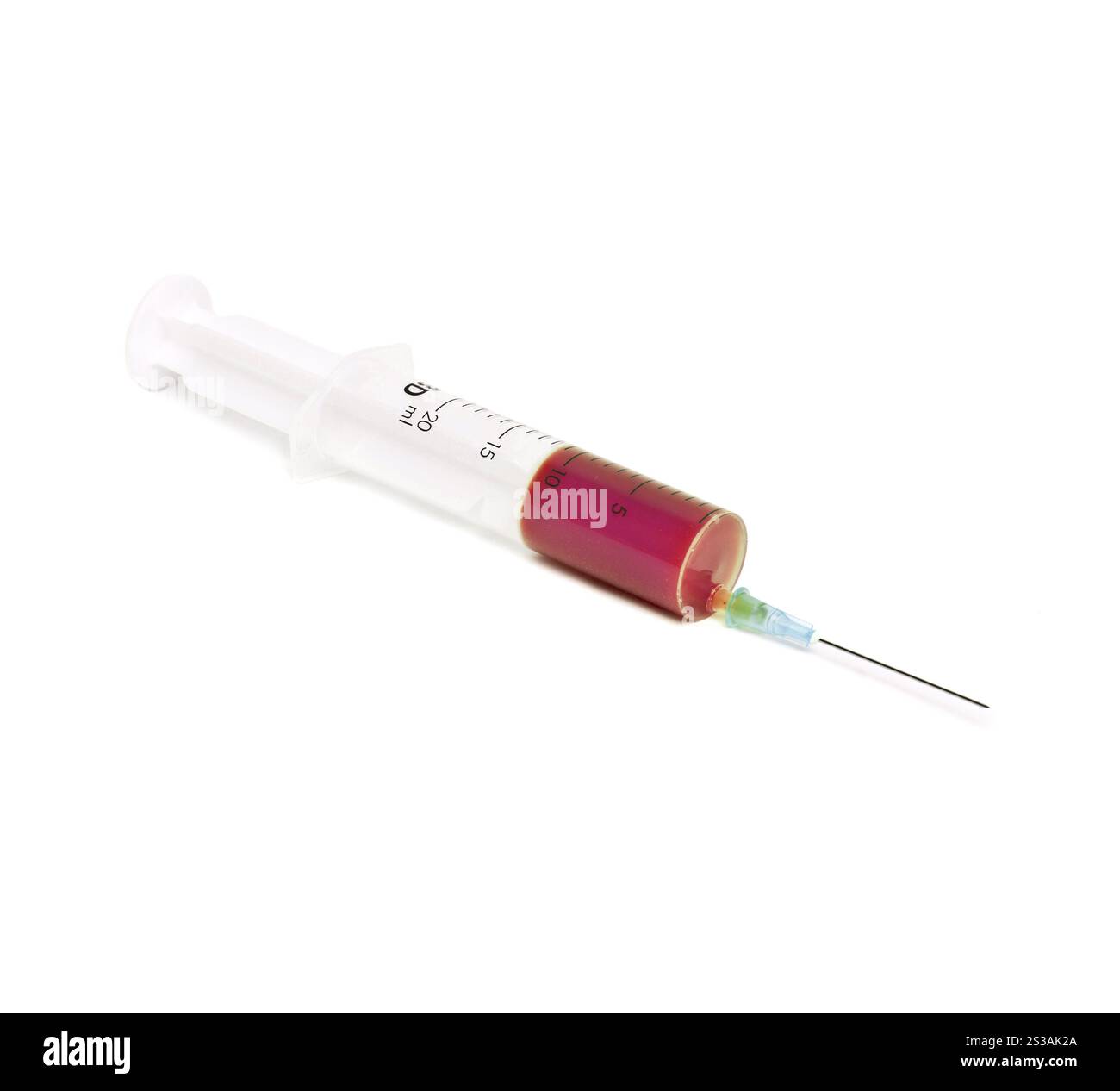 syringe with red medication isolated on white background. syringe with ...