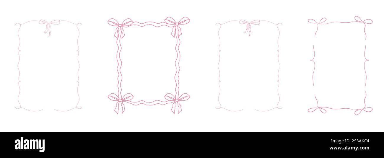 Romantic coquette ribbon frame, wedding ornate curly border collection ...