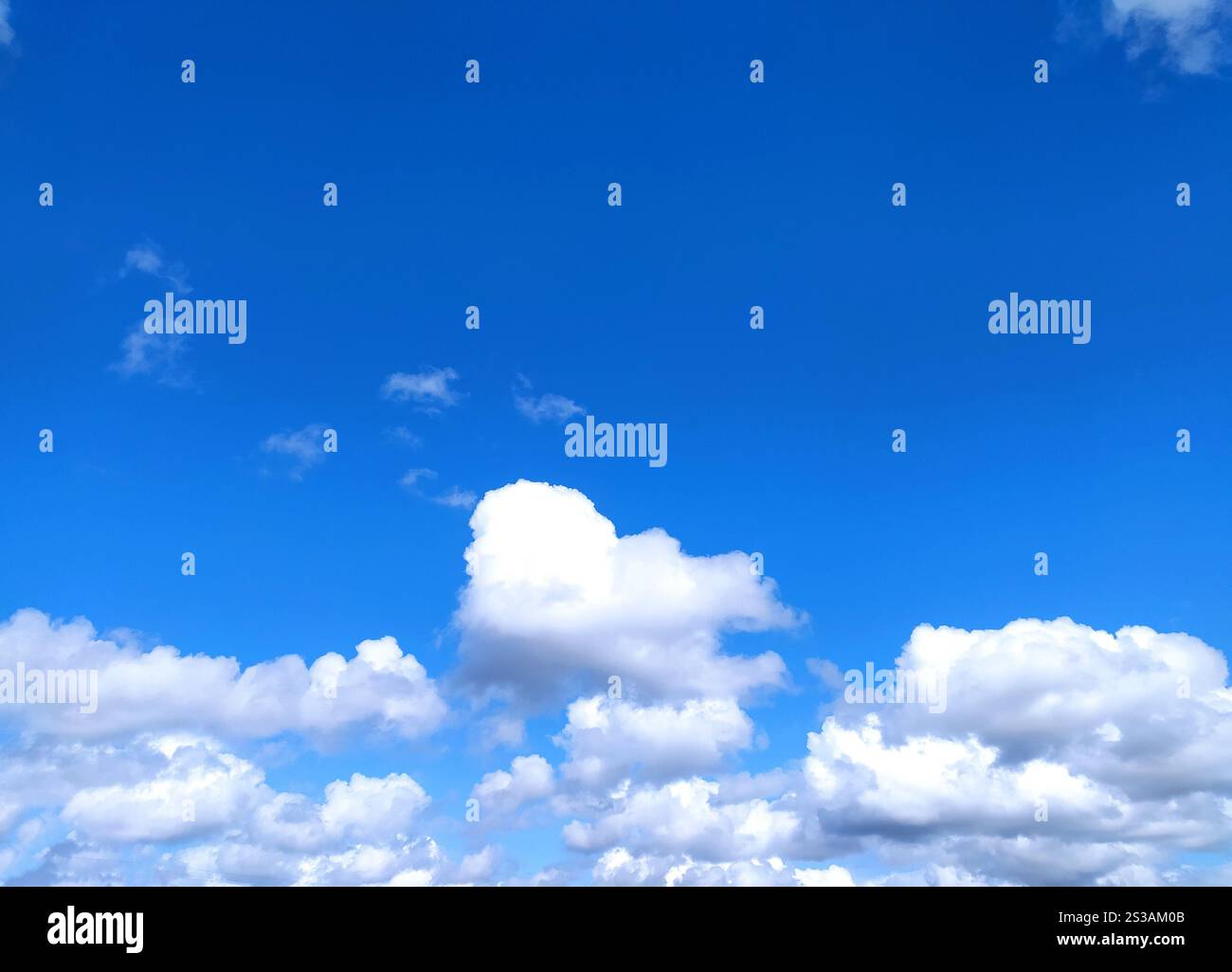 Clear blue sky texture and white fluffy cloud nature background. The ...