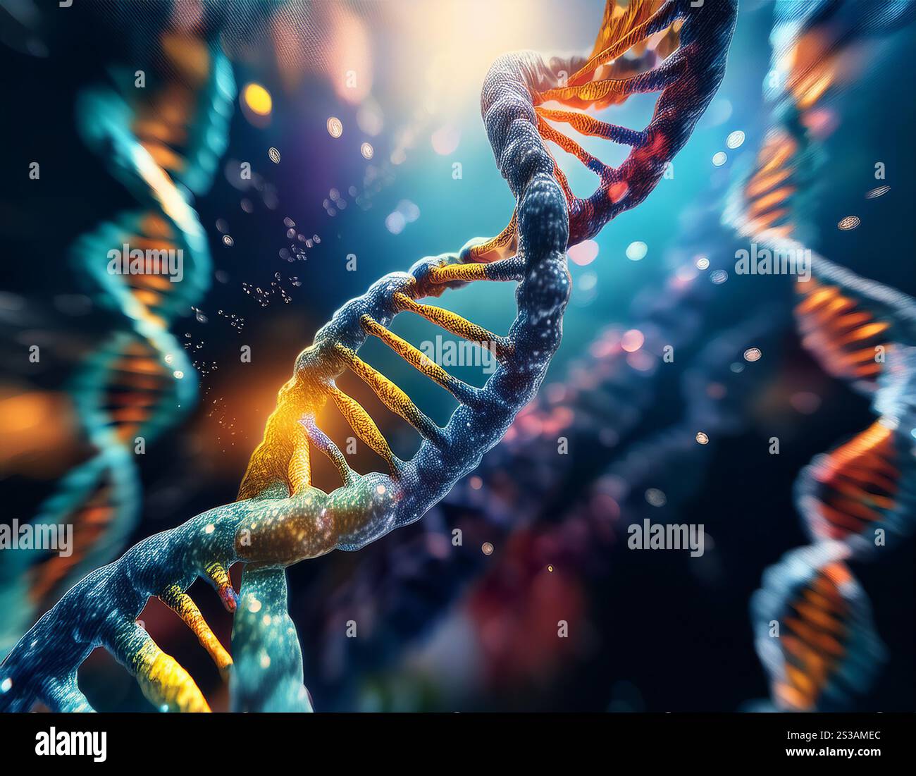 Illustration depicting the structure of DNA and its role in genetic ...