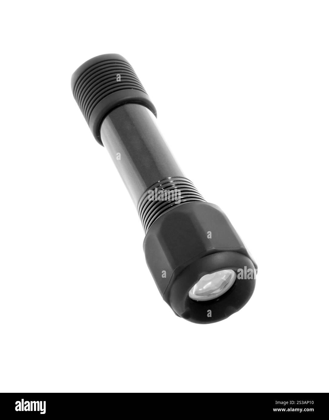 Black mini flashlights isolated on white background. Black mini ...