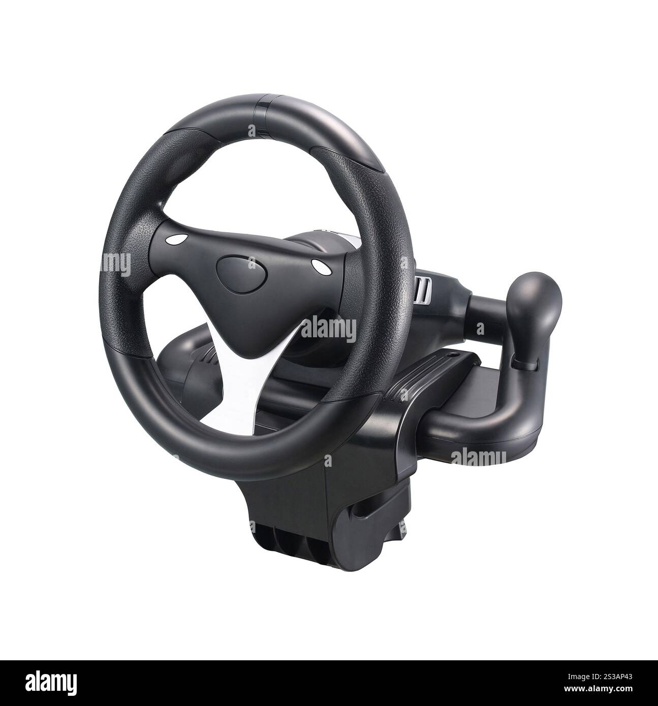 Computer steering wheel isolated on white background. Computer steering ...