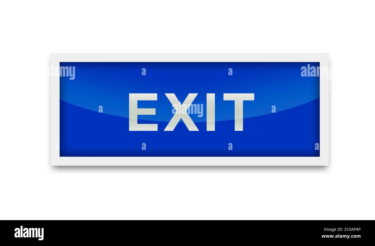 Exit sign on white wall Stock Photo - Alamy